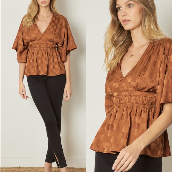 entro | Tops | Entro Checkered Peplum Top | Poshmark